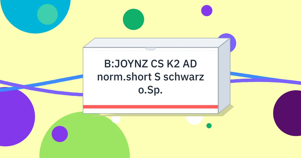 Symbolbild: Packung mit der Aufschrift B:JOYNZ CS K2 AD norm.short S schwarz o.Sp. (PZN 20528915) – Verfügbarkeit und Bezug in Apotheken in Frankfurt am Main
