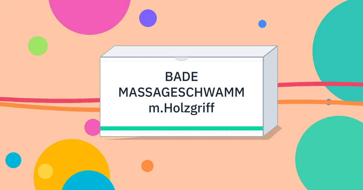 Symbolbild: Packung mit der Aufschrift BADE MASSAGESCHWAMM m.Holzgriff (PZN 16500360) – Verfügbarkeit und Bezug in Apotheken in Frankfurt am Main