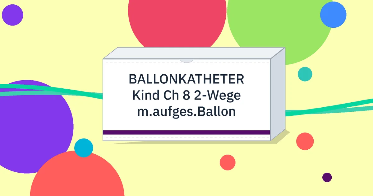 Symbolbild: Packung mit der Aufschrift BALLONKATHETER Kind Ch 8 2-Wege m.aufges.Ballon (PZN 03682980) – Verfügbarkeit und Bezug in Apotheken in Frankfurt am Main