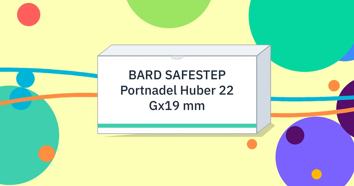 Symbolbild: Packung mit der Aufschrift BARD SAFESTEP Portnadel Huber 22 Gx19 mm (PZN 17296387) – Verfügbarkeit und Bezug in Apotheken in Frankfurt am Main