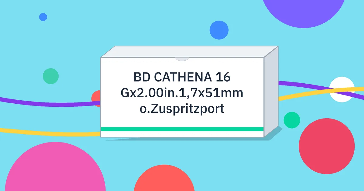 Symbolbild: Packung mit der Aufschrift BD CATHENA 16 Gx2.00in.1,7x51mm o.Zuspritzport (PZN 16934710) – Verfügbarkeit und Bezug in Apotheken in Frankfurt am Main