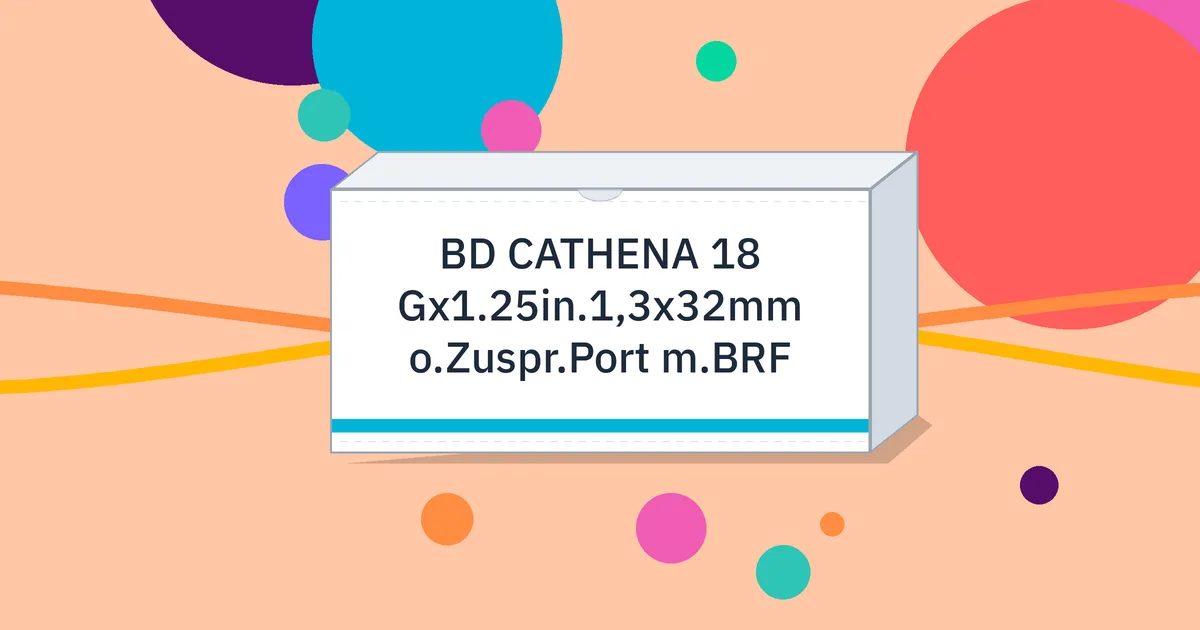 Symbolbild: Packung mit der Aufschrift BD CATHENA 18 Gx1.25in.1,3x32mm o.Zuspr.Port m.BRF (PZN 16934532) – Verfügbarkeit und Bezug in Apotheken in Frankfurt am Main