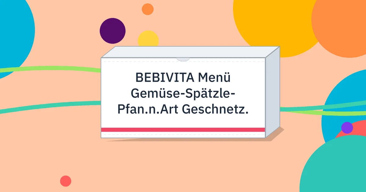 Symbolbild: Packung mit der Aufschrift BEBIVITA Menü Gemüse-Spätzle-Pfan.n.Art Geschnetz. (PZN 16936229) – Verfügbarkeit und Bezug in Apotheken in Frankfurt am Main