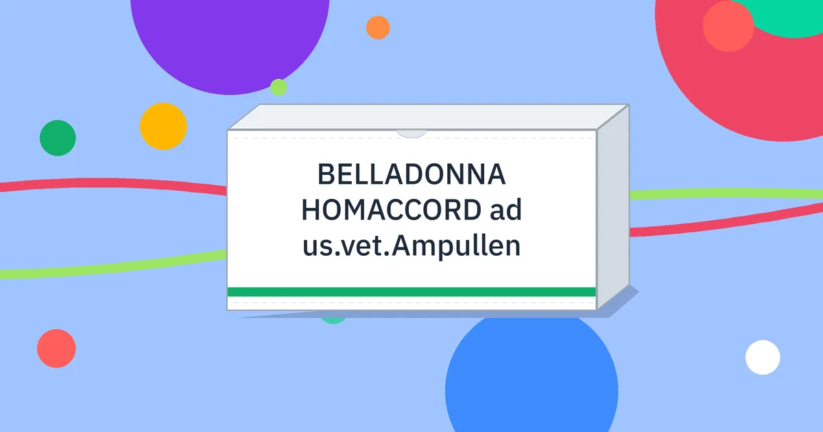 Symbolbild: Packung mit der Aufschrift BELLADONNA HOMACCORD ad us.vet.Ampullen (PZN 02551626) – Verfügbarkeit und Bezug in Apotheken in Frankfurt am Main