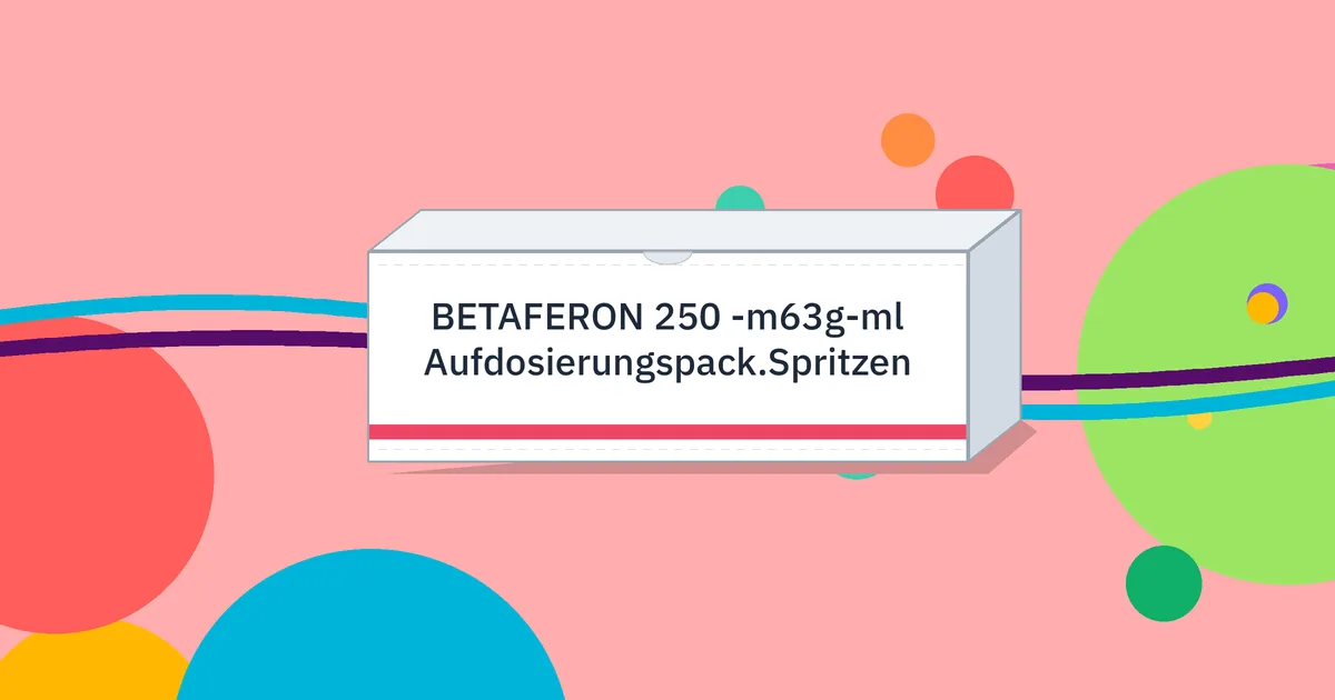 Symbolbild: Packung mit der Aufschrift BETAFERON 250 -m63g-ml Aufdosierungspack.Spritzen (PZN 00089833) – Verfügbarkeit und Bezug in Apotheken in Frankfurt am Main