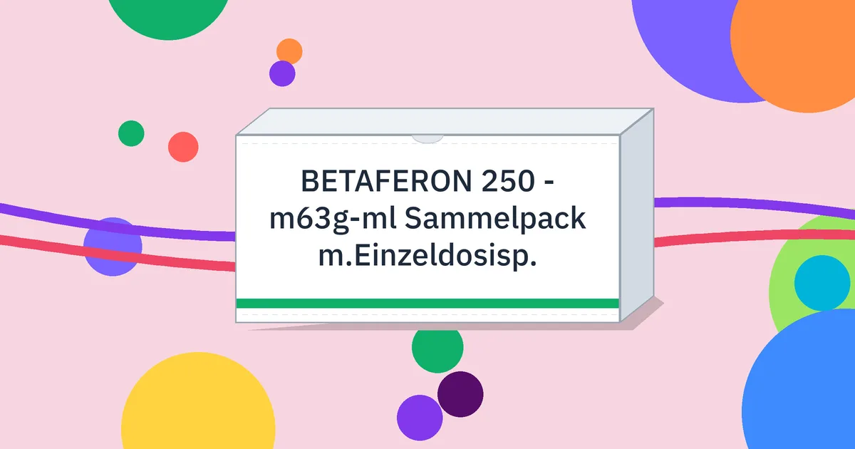Symbolbild: Packung mit der Aufschrift BETAFERON 250 -m63g-ml Sammelpack m.Einzeldosisp. (PZN 07764120) – Verfügbarkeit und Bezug in Apotheken in Frankfurt am Main