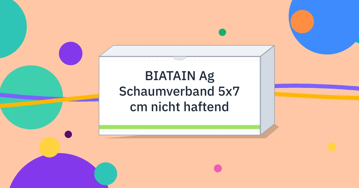 Symbolbild: Packung mit der Aufschrift BIATAIN Ag Schaumverband 5x7 cm nicht haftend (PZN 13898333) – Verfügbarkeit und Bezug in Apotheken in Frankfurt am Main