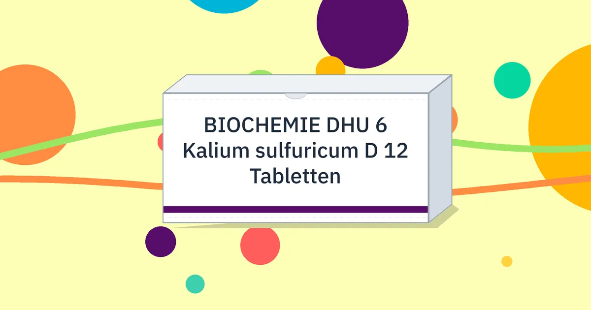 Symbolbild: Packung mit der Aufschrift BIOCHEMIE DHU 6 Kalium sulfuricum D 12 Tabletten (PZN 00274306) – Verfügbarkeit und Bezug in Apotheken in Frankfurt am Main
