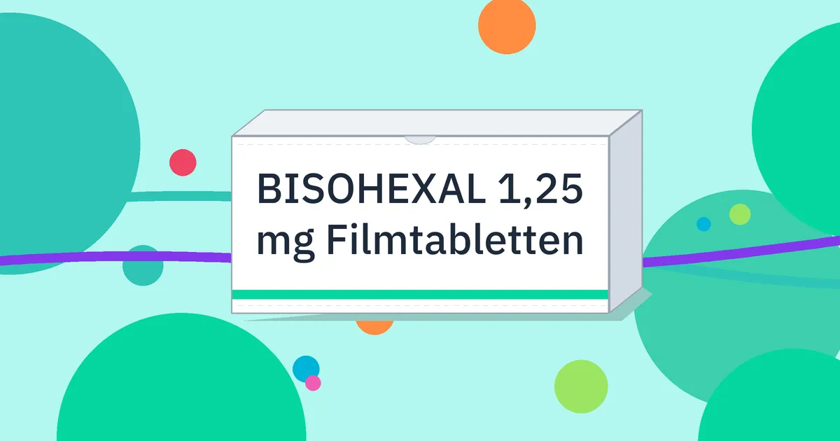 Symbolbild: Packung mit der Aufschrift BISOHEXAL 1,25 mg Filmtabletten (PZN 12565693) – Verfügbarkeit und Bezug in Apotheken in Frankfurt am Main