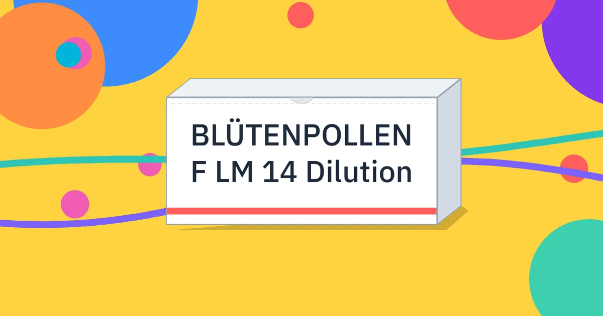 Symbolbild: Packung mit der Aufschrift BLÜTENPOLLEN F LM 14 Dilution (PZN 13389488) – Verfügbarkeit und Bezug in Apotheken in Frankfurt am Main