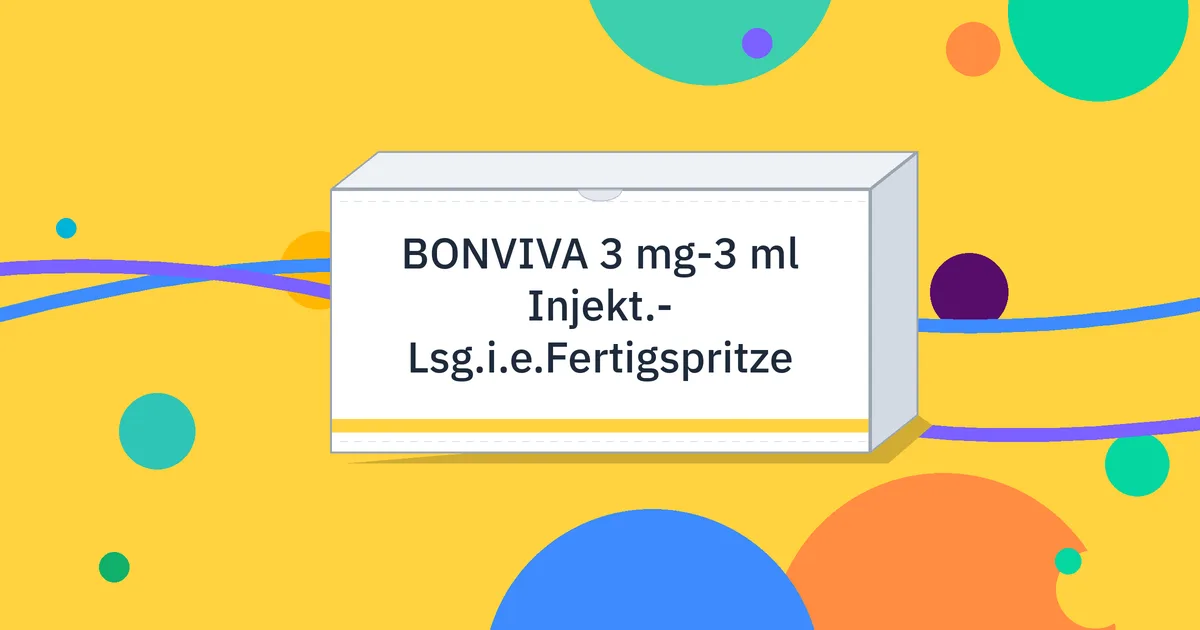 Symbolbild: Packung mit der Aufschrift BONVIVA 3 mg-3 ml Injekt.-Lsg.i.e.Fertigspritze (PZN 12432609) – Verfügbarkeit und Bezug in Apotheken in Frankfurt am Main