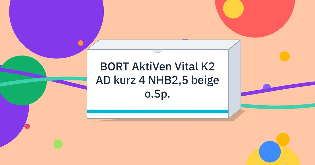 Symbolbild: Packung mit der Aufschrift BORT AktiVen Vital K2 AD kurz 4 NHB2,5 beige o.Sp. (PZN 17499015) – Verfügbarkeit und Bezug in Apotheken in Frankfurt am Main