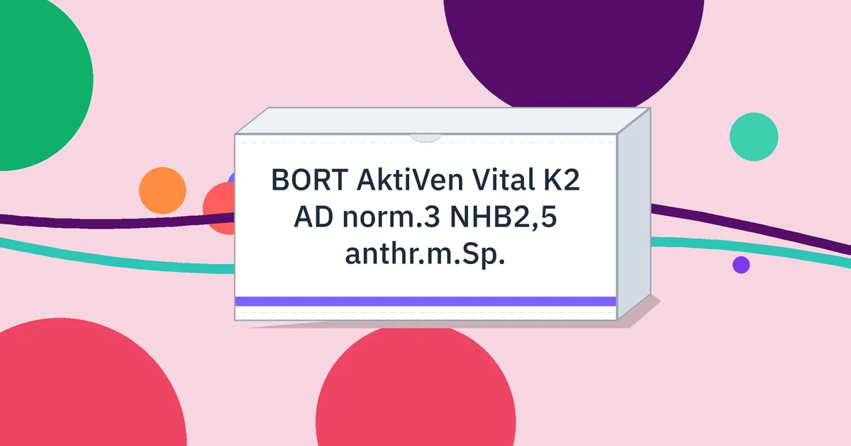 Symbolbild: Packung mit der Aufschrift BORT AktiVen Vital K2 AD norm.3 NHB2,5 anthr.m.Sp. (PZN 17499765) – Verfügbarkeit und Bezug in Apotheken in Frankfurt am Main