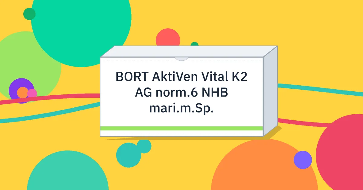 Symbolbild: Packung mit der Aufschrift BORT AktiVen Vital K2 AG norm.6 NHB mari.m.Sp. (PZN 13733141) – Verfügbarkeit und Bezug in Apotheken in Frankfurt am Main