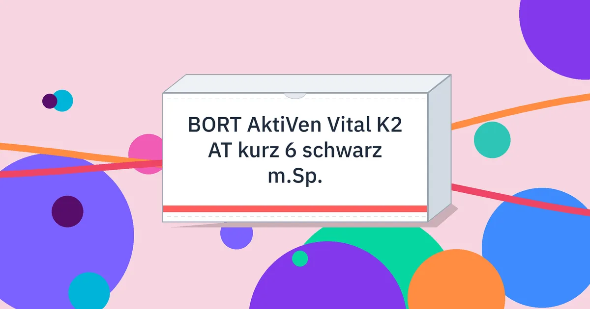 Symbolbild: Packung mit der Aufschrift BORT AktiVen Vital K2 AT kurz 6 schwarz m.Sp. (PZN 13740632) – Verfügbarkeit und Bezug in Apotheken in Frankfurt am Main
