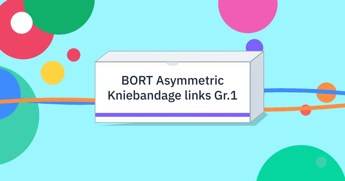 Symbolbild: Packung mit der Aufschrift BORT Asymmetric Kniebandage links Gr.1 (PZN 16843367) – Verfügbarkeit und Bezug in Apotheken in Frankfurt am Main