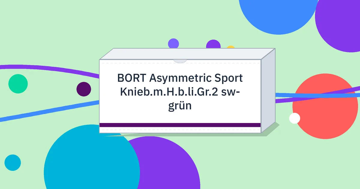 Symbolbild: Packung mit der Aufschrift BORT Asymmetric Sport Knieb.m.H.b.li.Gr.2 sw-grün (PZN 19634552) – Verfügbarkeit und Bezug in Apotheken in Frankfurt am Main