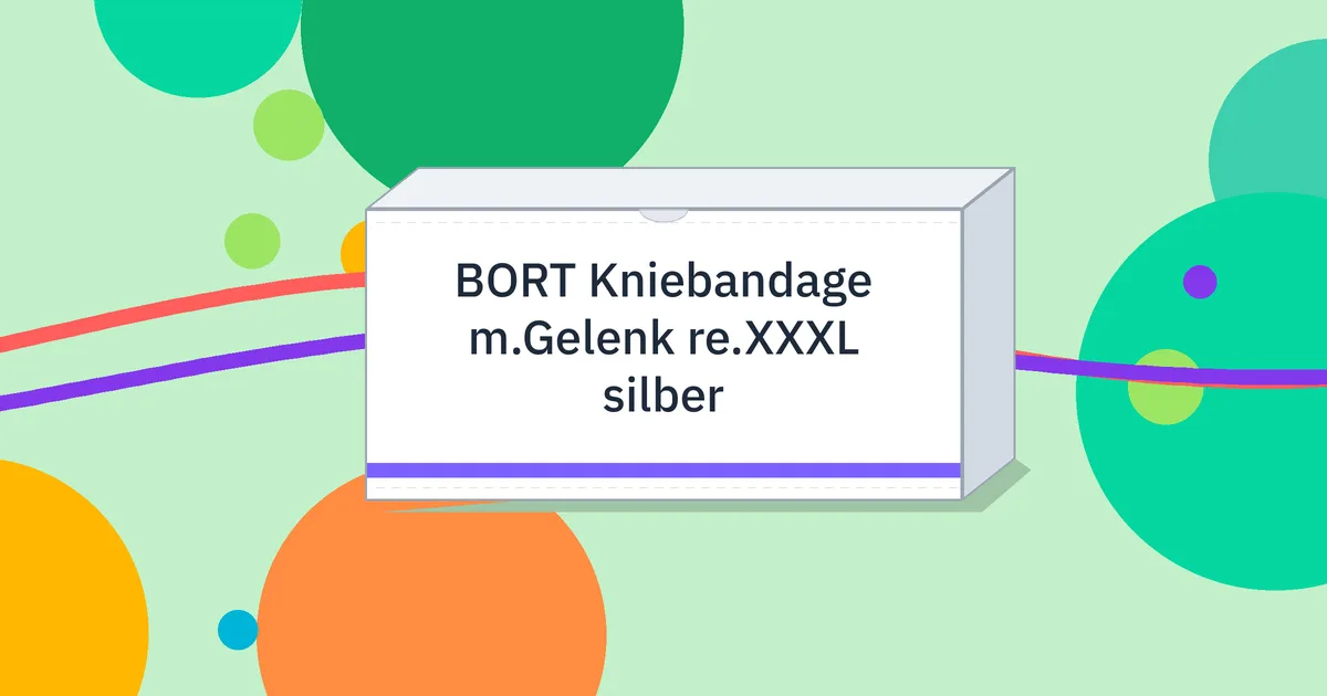 Symbolbild: Packung mit der Aufschrift BORT Kniebandage m.Gelenk re.XXXL silber (PZN 11583482) – Verfügbarkeit und Bezug in Apotheken in Frankfurt am Main