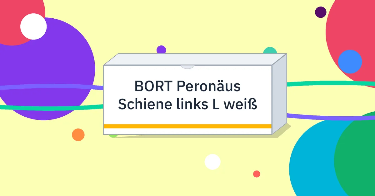 Symbolbild: Packung mit der Aufschrift BORT Peronäus Schiene links L weiß (PZN 04437366) – Verfügbarkeit und Bezug in Apotheken in Frankfurt am Main