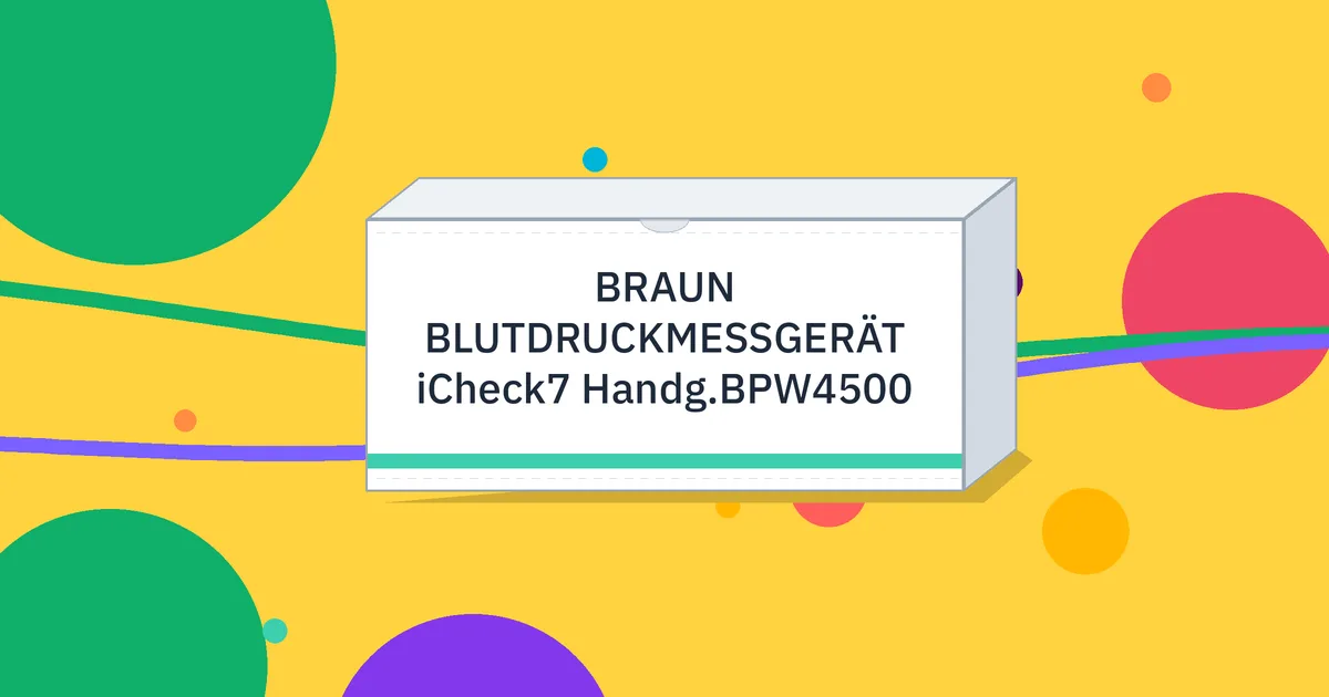 Symbolbild: Packung mit der Aufschrift BRAUN BLUTDRUCKMESSGERÄT iCheck7 Handg.BPW4500 (PZN 09339958) – Verfügbarkeit und Bezug in Apotheken in Frankfurt am Main