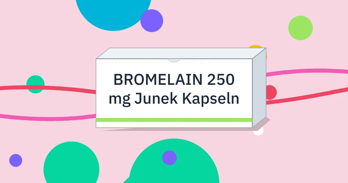 Symbolbild: Packung mit der Aufschrift BROMELAIN 250 mg Junek Kapseln (PZN 02573243) – Verfügbarkeit und Bezug in Apotheken in Frankfurt am Main