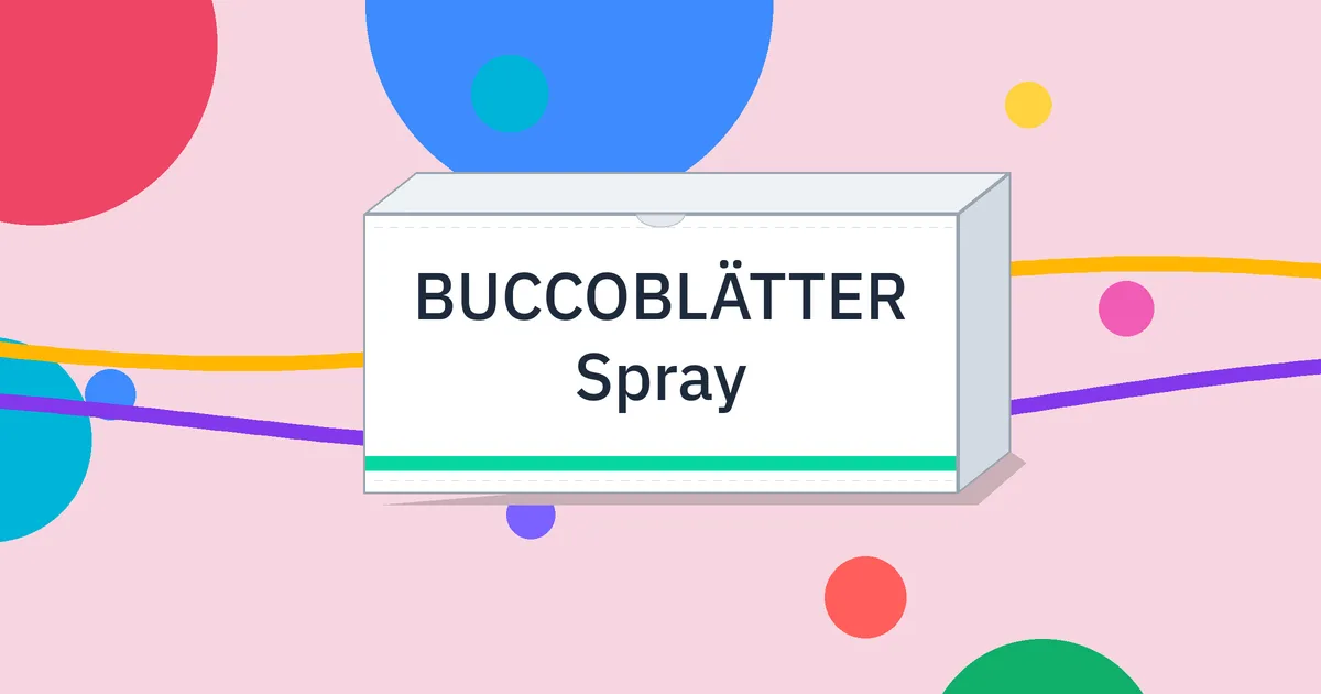 Symbolbild: Packung mit der Aufschrift BUCCOBLÄTTER Spray (PZN 17555038) – Verfügbarkeit und Bezug in Apotheken in Frankfurt am Main