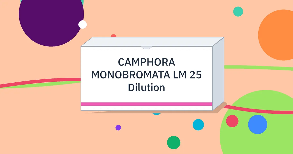 Symbolbild: Packung mit der Aufschrift CAMPHORA MONOBROMATA LM 25 Dilution (PZN 13412201) – Verfügbarkeit und Bezug in Apotheken in Frankfurt am Main