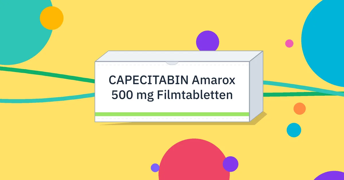 Symbolbild: Packung mit der Aufschrift CAPECITABIN Amarox 500 mg Filmtabletten (PZN 18840746) – Verfügbarkeit und Bezug in Apotheken in Frankfurt am Main