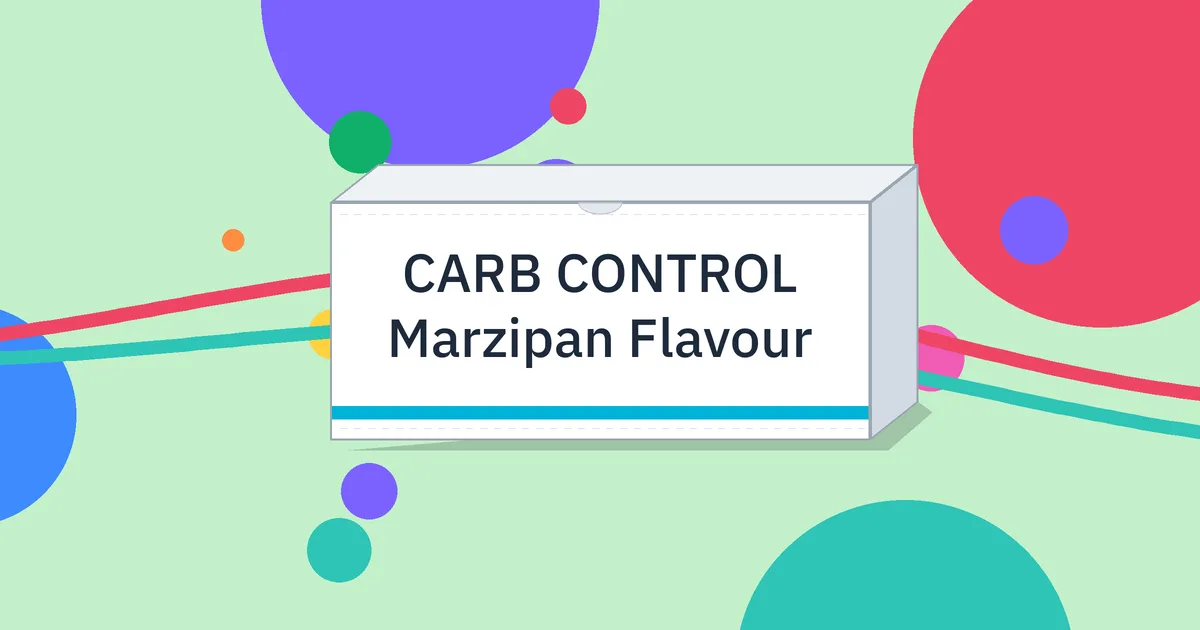 Symbolbild: Packung mit der Aufschrift CARB CONTROL Marzipan Flavour (PZN 07090584) – Verfügbarkeit und Bezug in Apotheken in Frankfurt am Main