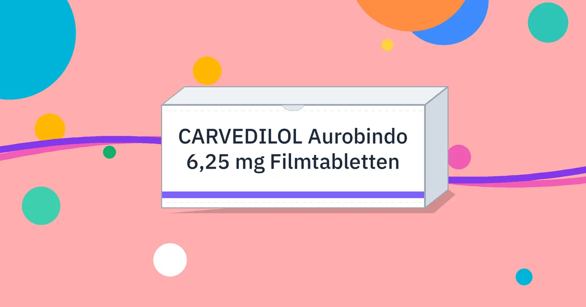Symbolbild: Packung mit der Aufschrift CARVEDILOL Aurobindo 6,25 mg Filmtabletten (PZN 02592223) – Verfügbarkeit und Bezug in Apotheken in Frankfurt am Main