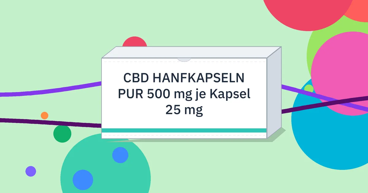 Symbolbild: Packung mit der Aufschrift CBD HANFKAPSELN PUR 500 mg je Kapsel 25 mg (PZN 15584337) – Verfügbarkeit und Bezug in Apotheken in Frankfurt am Main