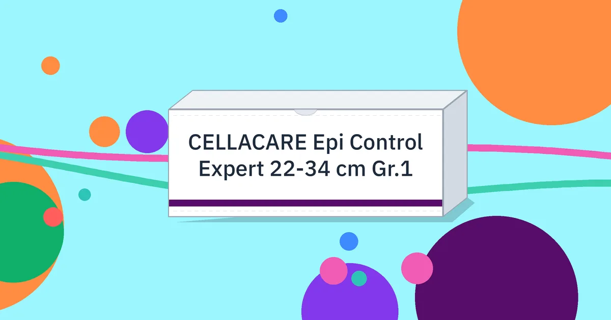 Symbolbild: Packung mit der Aufschrift CELLACARE Epi Control Expert 22-34 cm Gr.1 (PZN 17614976) – Verfügbarkeit und Bezug in Apotheken in Frankfurt am Main