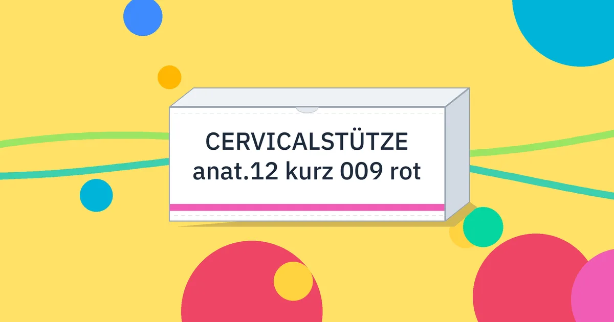 Symbolbild: Packung mit der Aufschrift CERVICALSTÜTZE anat.12 kurz 009 rot (PZN 08895746) – Verfügbarkeit und Bezug in Apotheken in Frankfurt am Main
