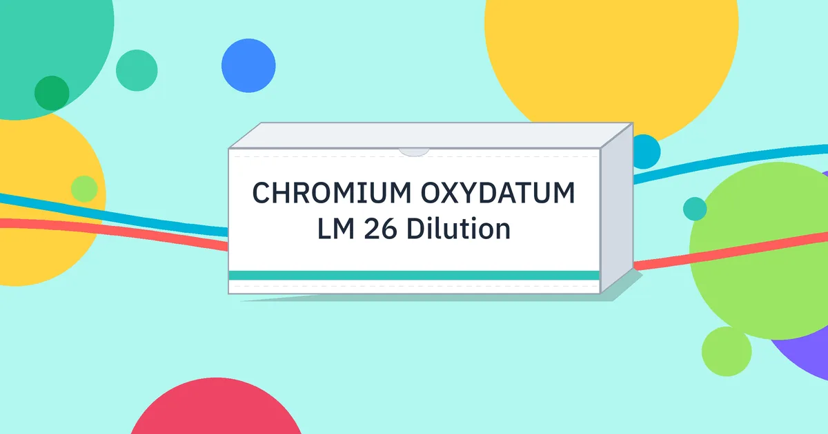 Symbolbild: Packung mit der Aufschrift CHROMIUM OXYDATUM LM 26 Dilution (PZN 13445672) – Verfügbarkeit und Bezug in Apotheken in Frankfurt am Main