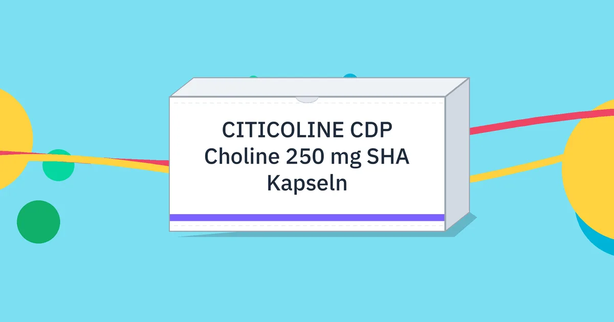 Symbolbild: Packung mit der Aufschrift CITICOLINE CDP Choline 250 mg SHA Kapseln (PZN 19365773) – Verfügbarkeit und Bezug in Apotheken in Frankfurt am Main