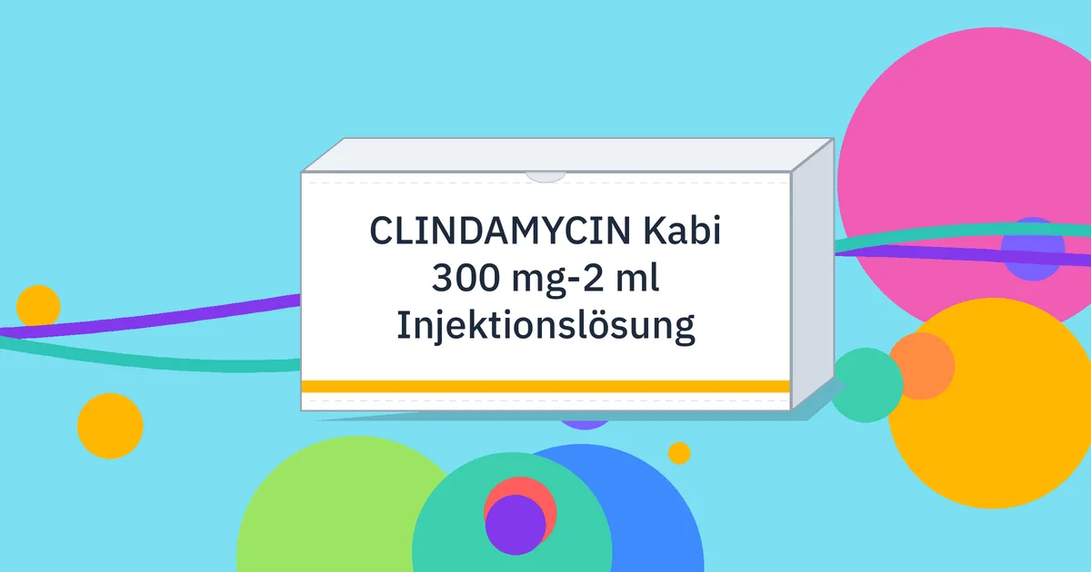 Symbolbild: Packung mit der Aufschrift CLINDAMYCIN Kabi 300 mg-2 ml Injektionslösung (PZN 00108795) – Verfügbarkeit und Bezug in Apotheken in Frankfurt am Main