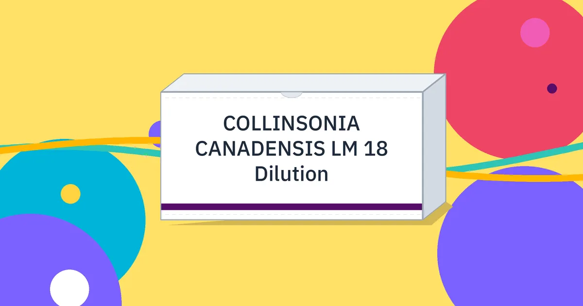 Symbolbild: Packung mit der Aufschrift COLLINSONIA CANADENSIS LM 18 Dilution (PZN 13447895) – Verfügbarkeit und Bezug in Apotheken in Frankfurt am Main