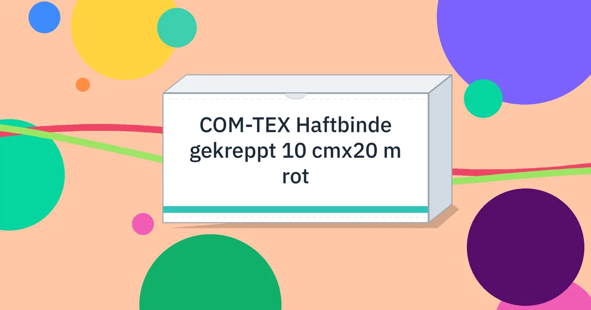 Symbolbild: Packung mit der Aufschrift COM-TEX Haftbinde gekreppt 10 cmx20 m rot (PZN 03080092) – Verfügbarkeit und Bezug in Apotheken in Frankfurt am Main