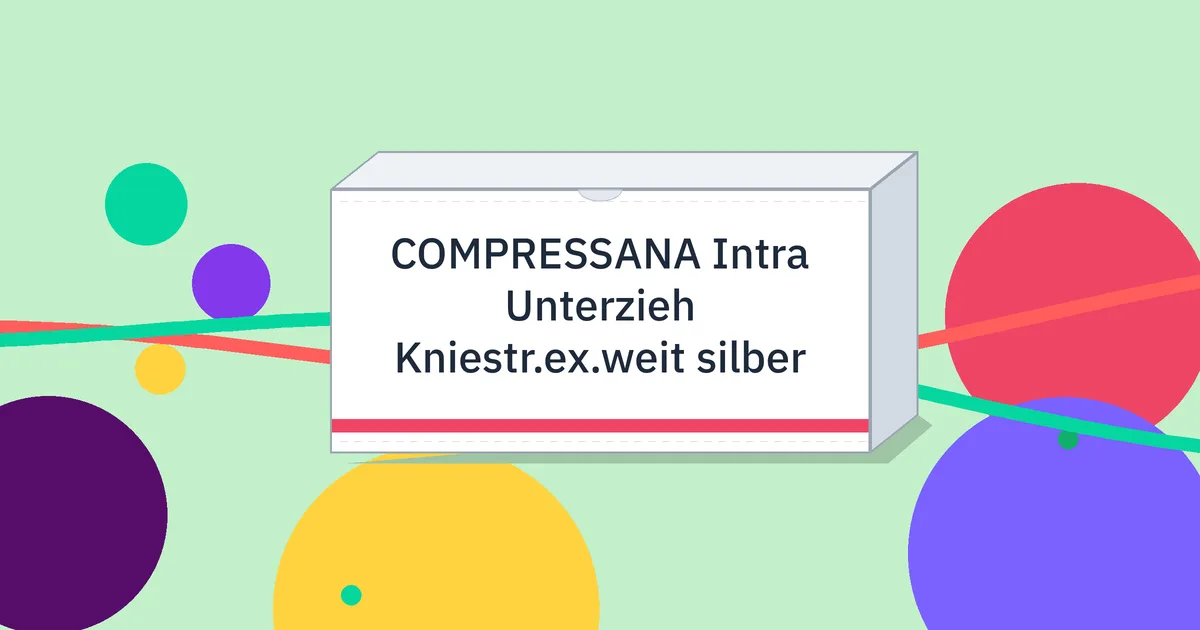 Symbolbild: Packung mit der Aufschrift COMPRESSANA Intra Unterzieh Kniestr.ex.weit silber (PZN 07217116) – Verfügbarkeit und Bezug in Apotheken in Frankfurt am Main
