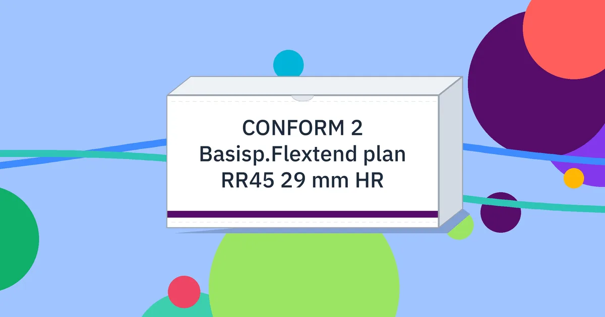 Symbolbild: Packung mit der Aufschrift CONFORM 2 Basisp.Flextend plan RR45 29 mm HR (PZN 10100754) – Verfügbarkeit und Bezug in Apotheken in Frankfurt am Main