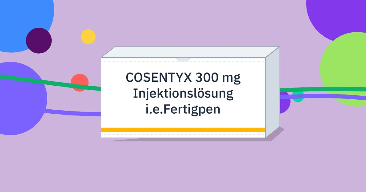 Symbolbild: Packung mit der Aufschrift COSENTYX 300 mg Injektionslösung i.e.Fertigpen (PZN 18104102) – Verfügbarkeit und Bezug in Apotheken in Frankfurt am Main