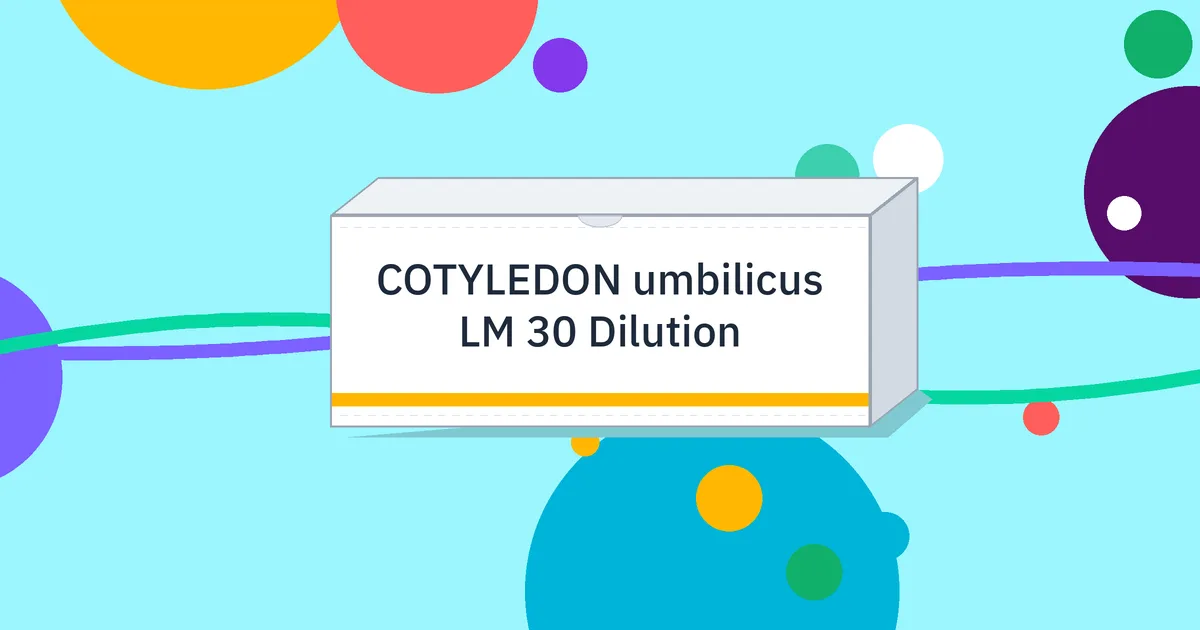 Symbolbild: Packung mit der Aufschrift COTYLEDON umbilicus LM 30 Dilution (PZN 13456055) – Verfügbarkeit und Bezug in Apotheken in Frankfurt am Main