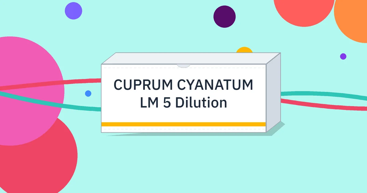 Symbolbild: Packung mit der Aufschrift CUPRUM CYANATUM LM 5 Dilution (PZN 13458083) – Verfügbarkeit und Bezug in Apotheken in Frankfurt am Main