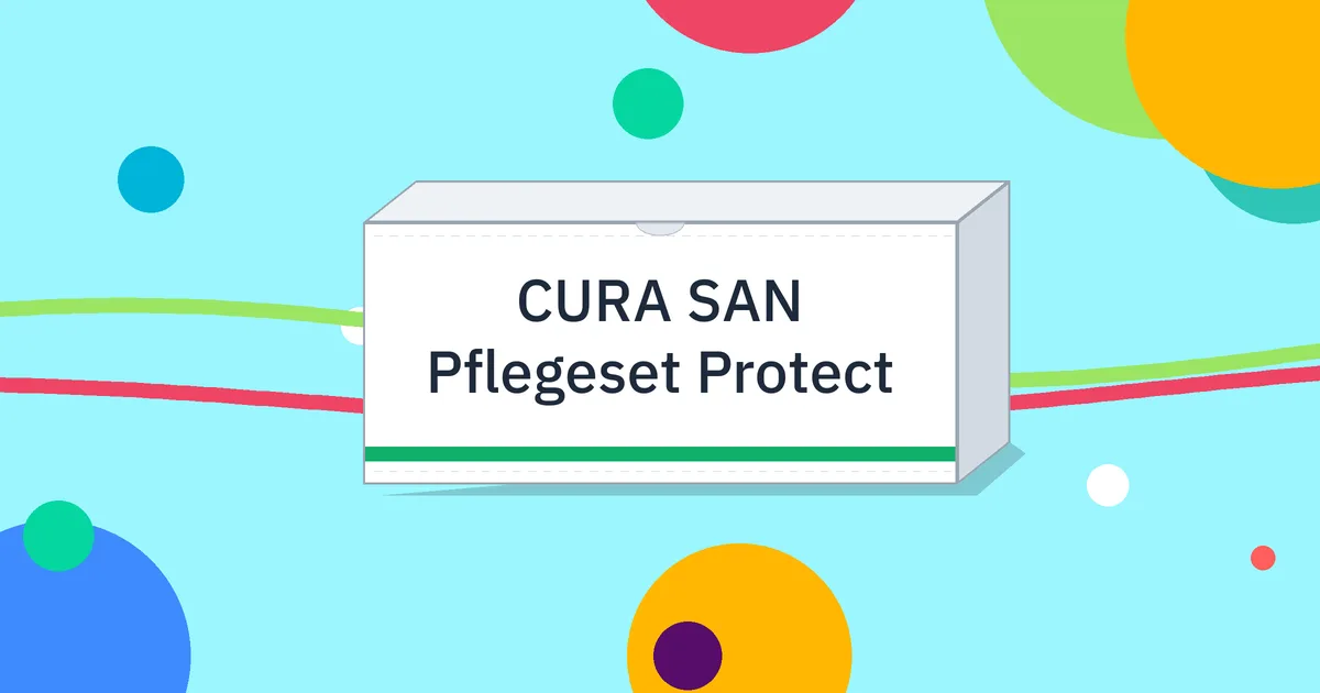 Symbolbild: Packung mit der Aufschrift CURA SAN Pflegeset Protect (PZN 11242545) – Verfügbarkeit und Bezug in Apotheken in Frankfurt am Main