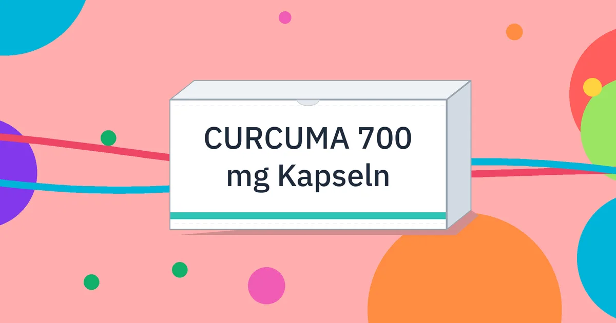 Symbolbild: Packung mit der Aufschrift CURCUMA 700 mg Kapseln (PZN 17436552) – Verfügbarkeit und Bezug in Apotheken in Frankfurt am Main