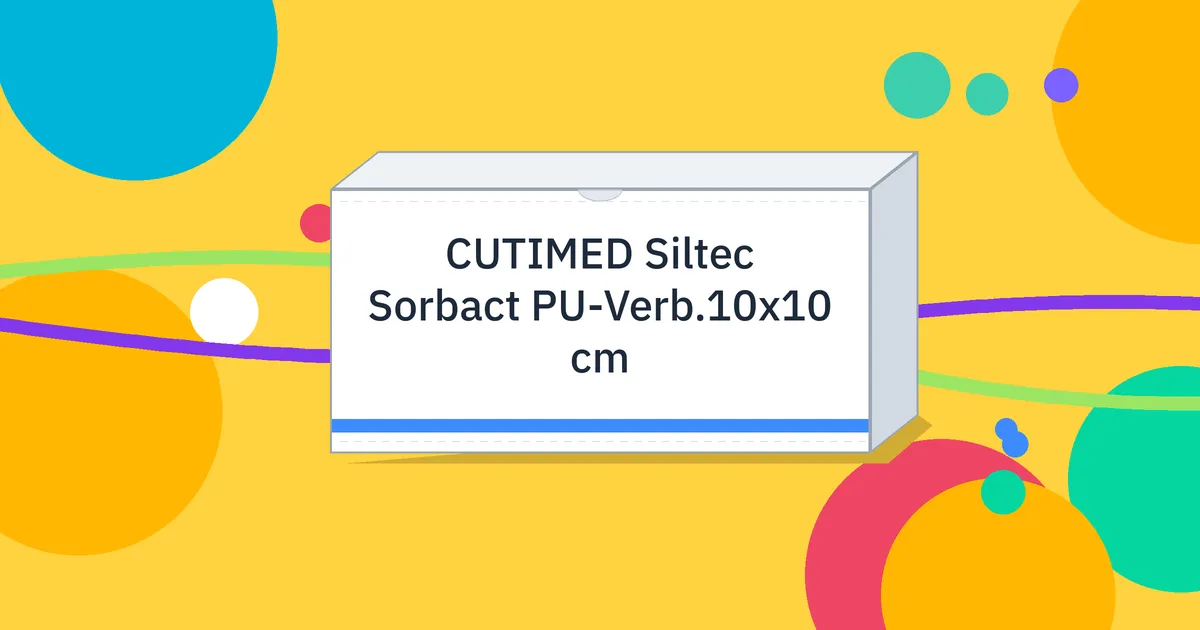 Symbolbild: Packung mit der Aufschrift CUTIMED Siltec Sorbact PU-Verb.10x10 cm (PZN 17578275) – Verfügbarkeit und Bezug in Apotheken in Frankfurt am Main