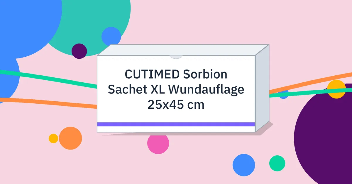 Symbolbild: Packung mit der Aufschrift CUTIMED Sorbion Sachet XL Wundauflage 25x45 cm (PZN 19249564) – Verfügbarkeit und Bezug in Apotheken in Frankfurt am Main
