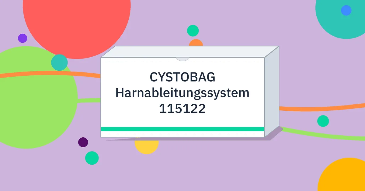 Symbolbild: Packung mit der Aufschrift CYSTOBAG Harnableitungssystem 115122 (PZN 07008134) – Verfügbarkeit und Bezug in Apotheken in Frankfurt am Main
