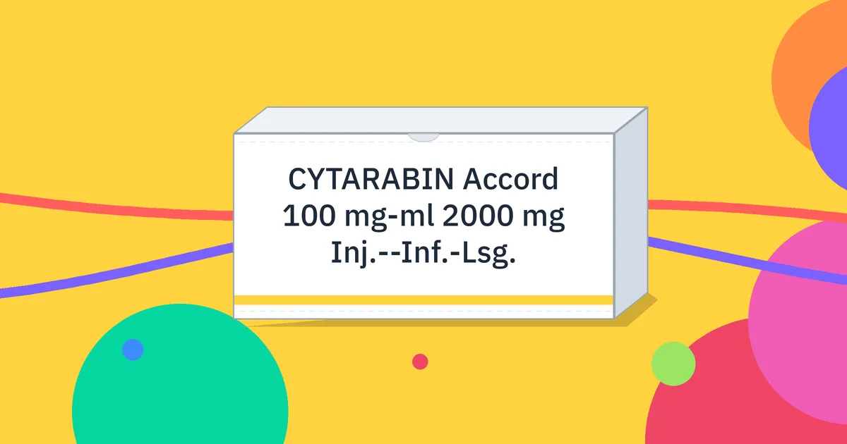 Symbolbild: Packung mit der Aufschrift CYTARABIN Accord 100 mg-ml 2000 mg Inj.--Inf.-Lsg. (PZN 10014084) – Verfügbarkeit und Bezug in Apotheken in Frankfurt am Main