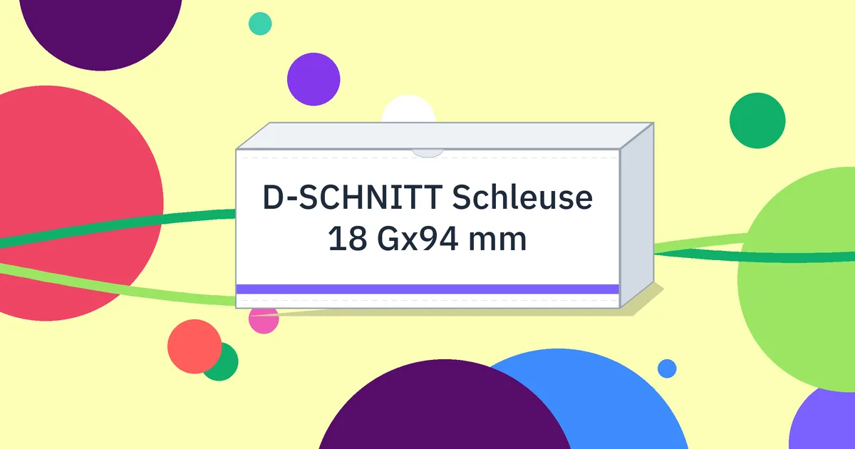 Symbolbild: Packung mit der Aufschrift D-SCHNITT Schleuse 18 Gx94 mm (PZN 10357074) – Verfügbarkeit und Bezug in Apotheken in Frankfurt am Main